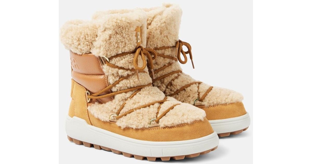 Bogner Chamonix S 10 Shearling-Trimmed Snow Boots in Natural | Lyst