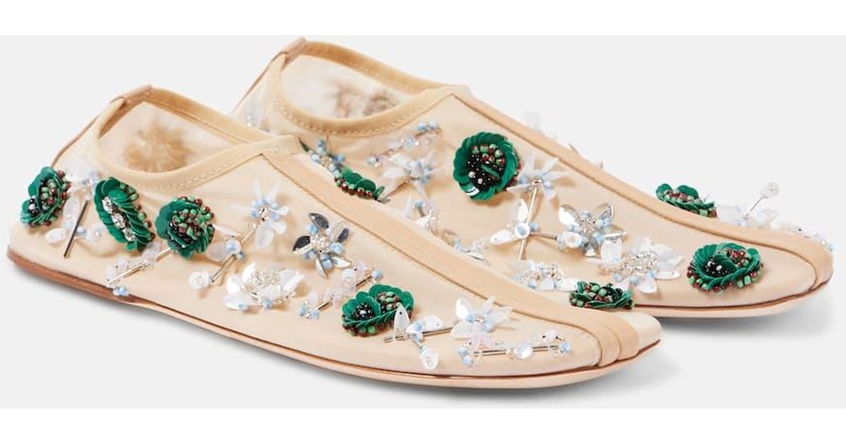 Christopher Esber Embla Embellished Mesh Ballet Flats in Natural | Lyst
