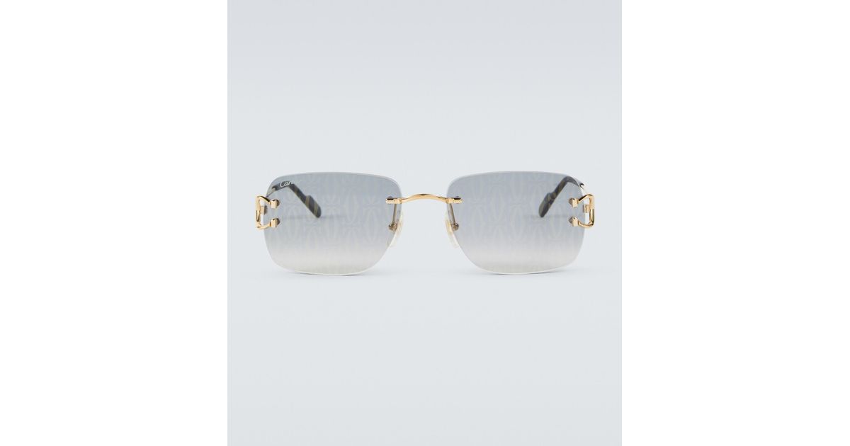 Cartier Monogram Rectangular Sunglasses in Metallic for Men | Lyst