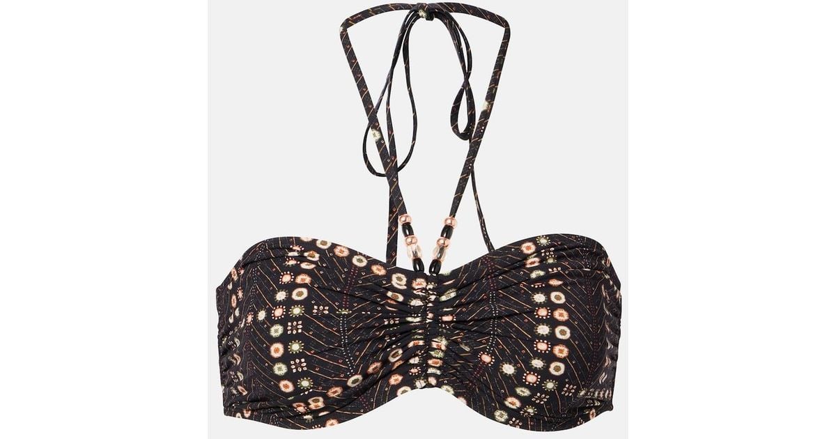 Isabel Marant Salmage Printed Halterneck Bikini Top in Black | Lyst