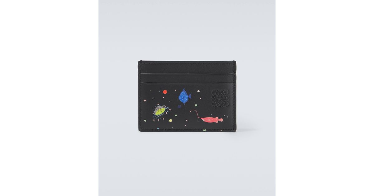 Loewe X Suna Fujita Simple Deep Sea Leather Card Holder in Black for ...