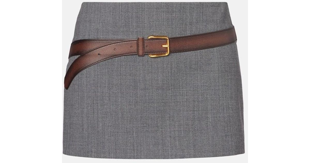 Prada Applique Miniskirt in Gray | Lyst