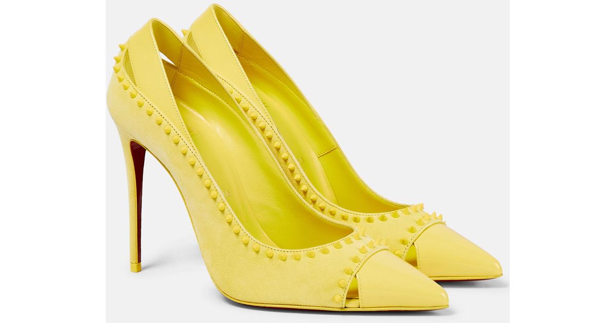 Christian Louboutin Duvette Spikes 100 Suede Pumps in Yellow | Lyst