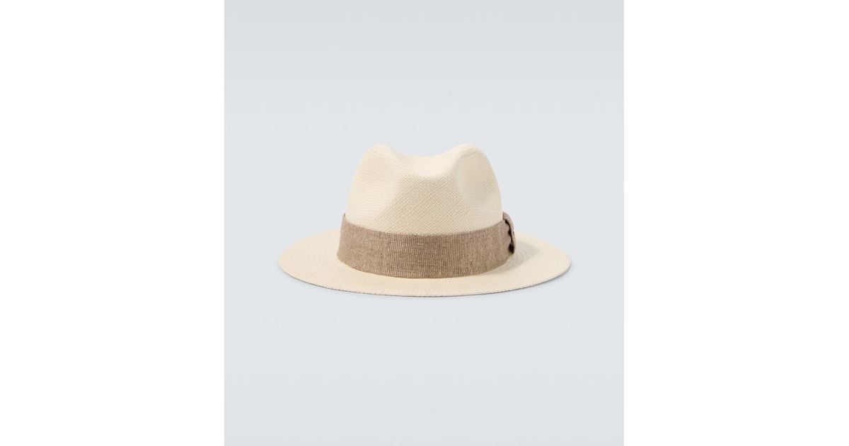 Kiton Straw Fedora in Natural for Men | Lyst UK