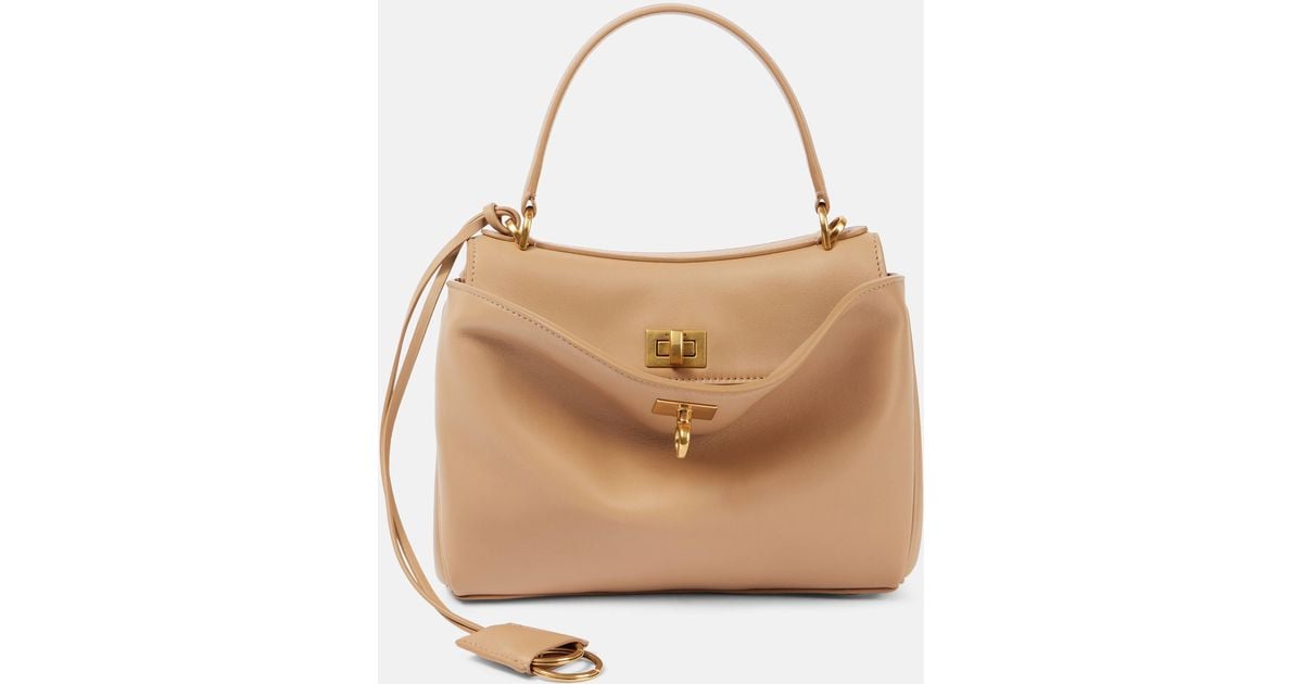 Balenciaga Rodeo Mini Leather Tote Bag in Natural | Lyst UK