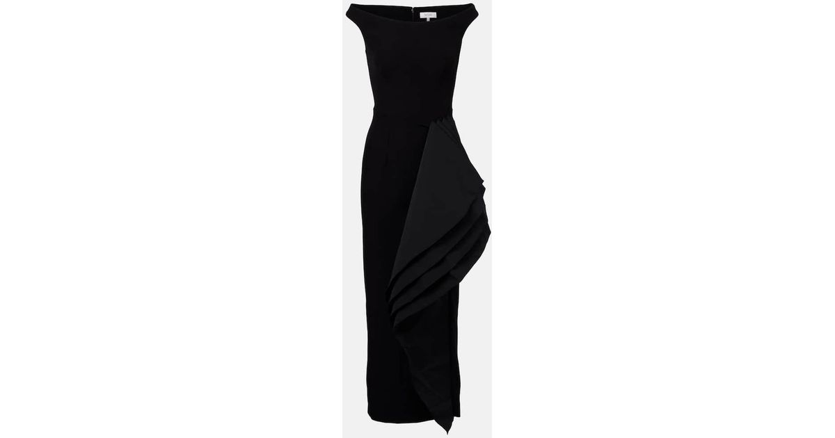 Safiyaa Bree Draped Midi Dress in Black | Lyst