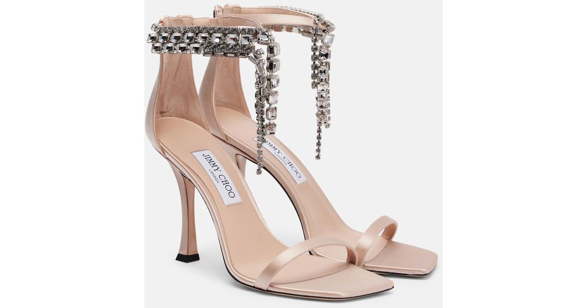 Jimmy Choo Verity 100 Satin Sandals in Pink | Lyst