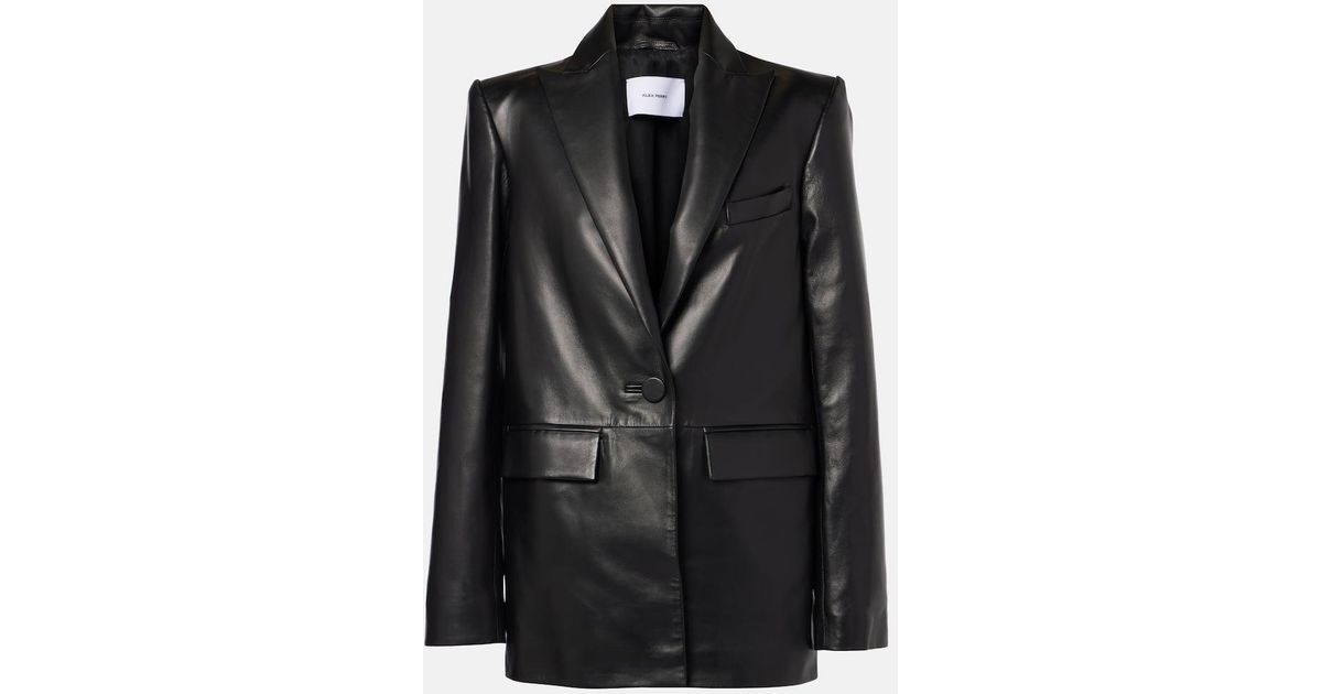 Alex Perry Oversized Leather Blazer in Black | Lyst UK