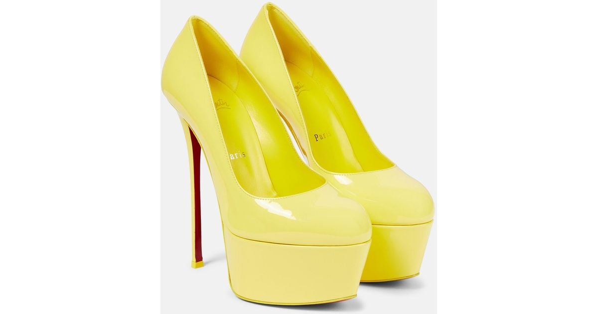 Christian Louboutin Dolly Alta Patent Leather Platform Pumps in Yellow ...