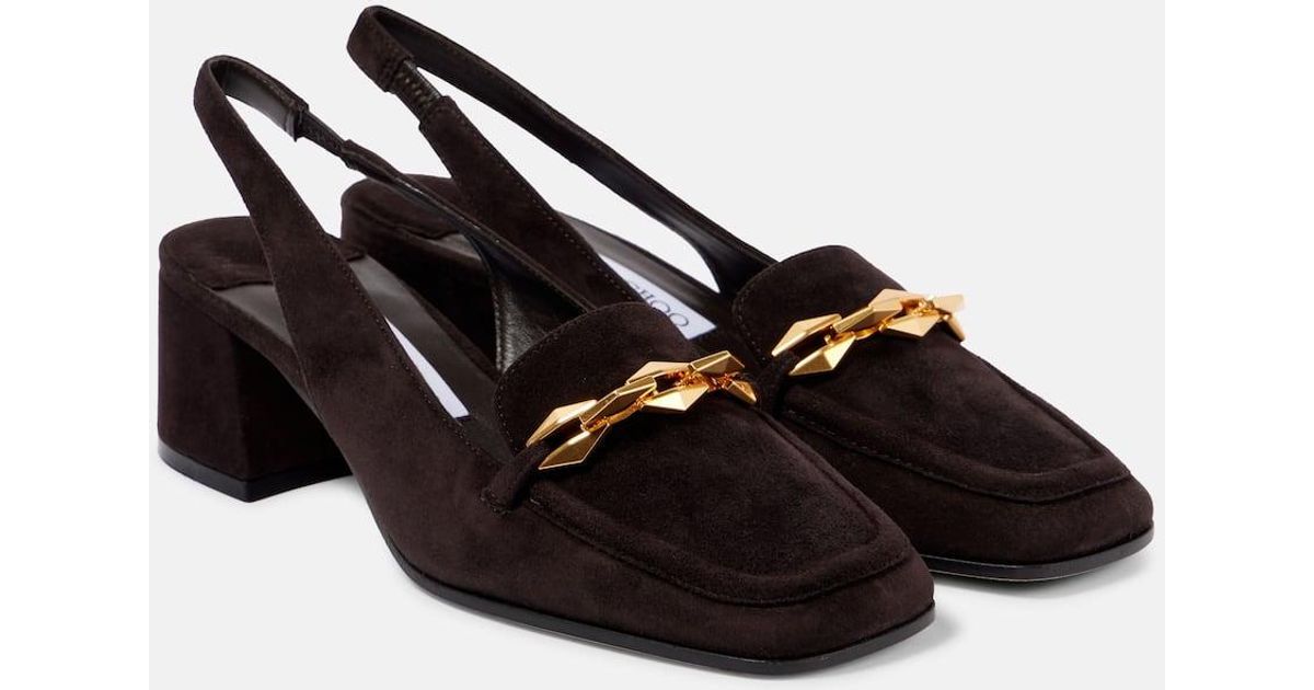 Jimmy Choo Diamond Tilda 45 Suede Slingback Pumps in Black | Lyst