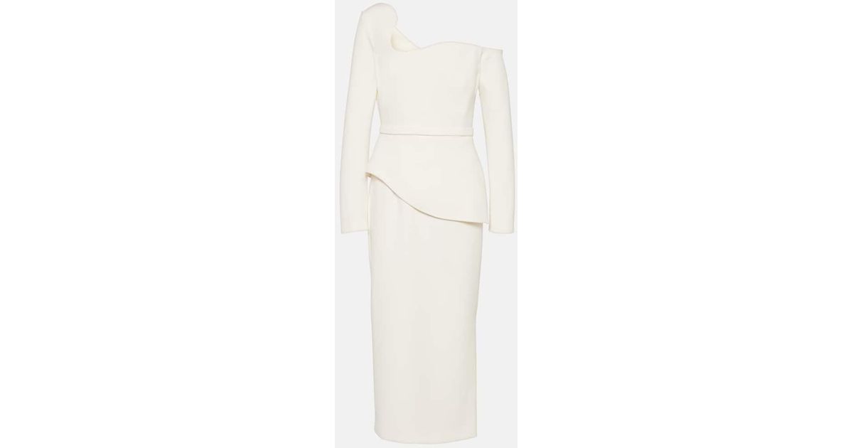 Safiyaa Bridal Asymmetric Midi Dress in White | Lyst