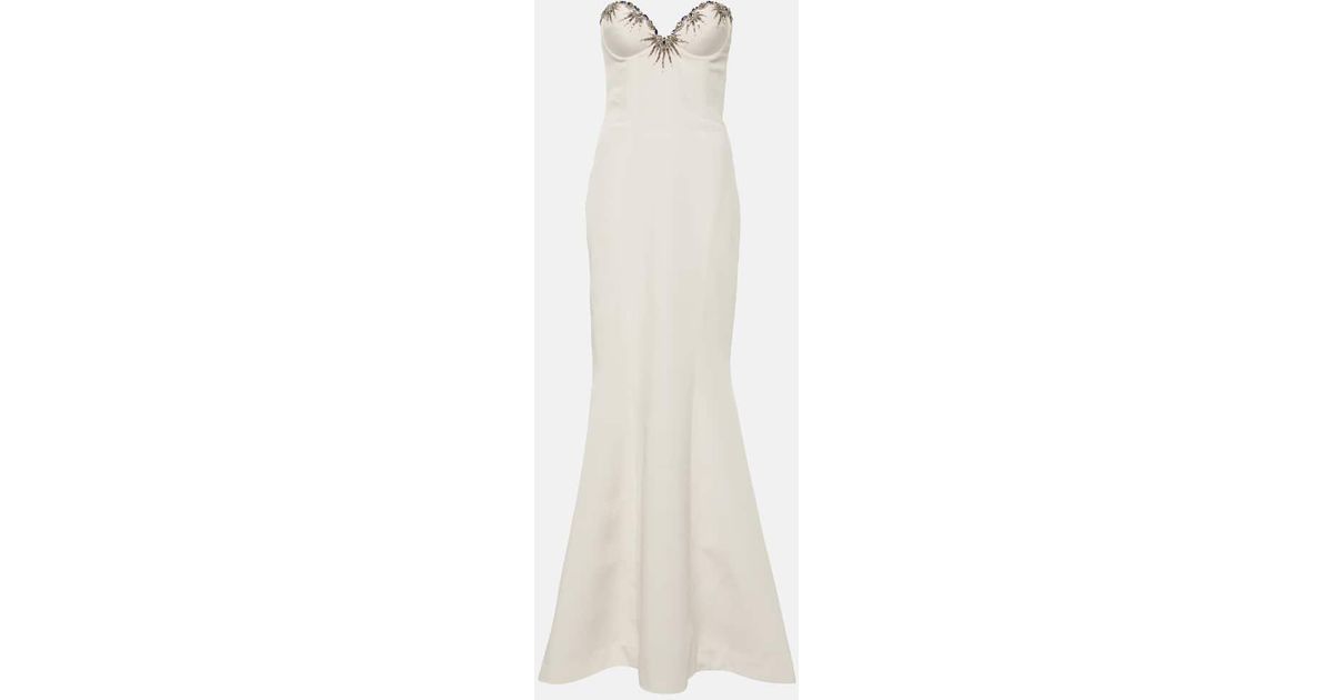 Miss Sohee Iris Embellished Silk Maxi Dress in White | Lyst