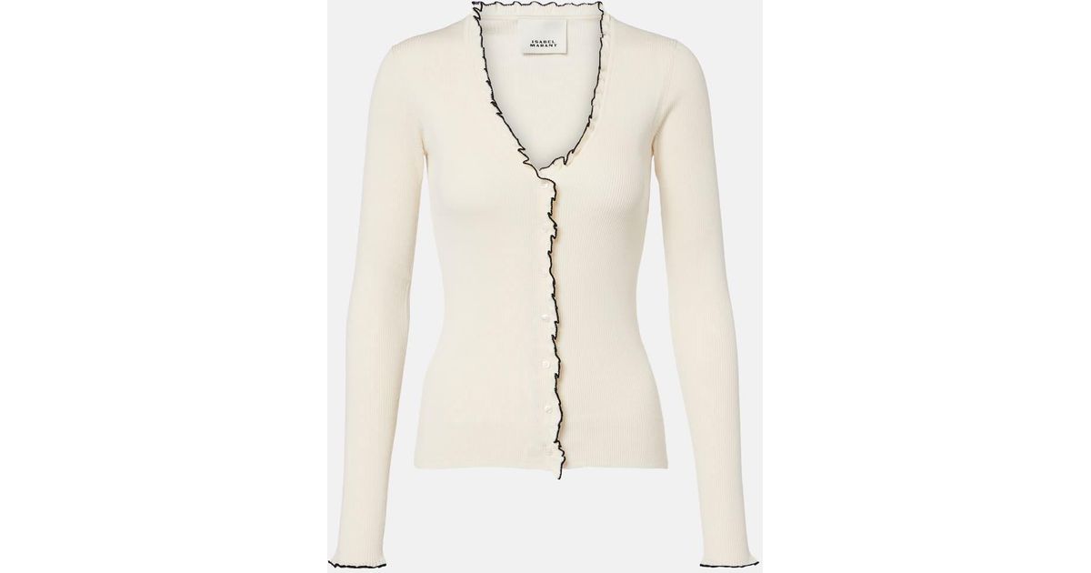 Isabel Marant Izae Ribbed-Knit Silk And Cotton Cardigan in Natural ...