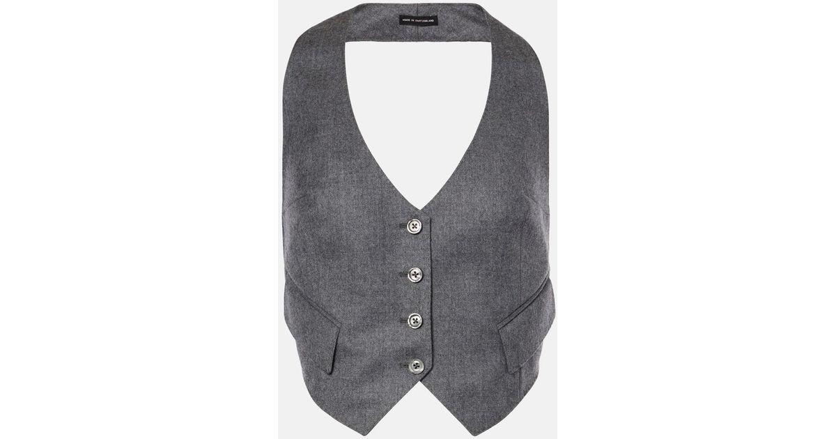 Tom Ford Wool Twill Vest in Gray | Lyst
