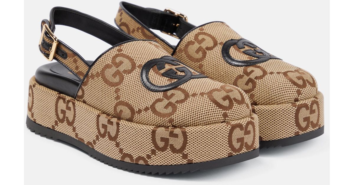 Gucci Maxi GG Canvas Platform Clogs in Brown | Lyst Canada