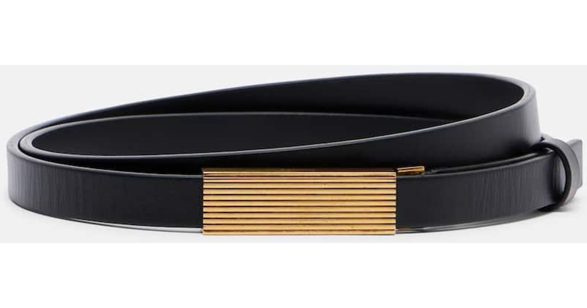 KHAITE Empire Leather Belt in Blue | Lyst UK