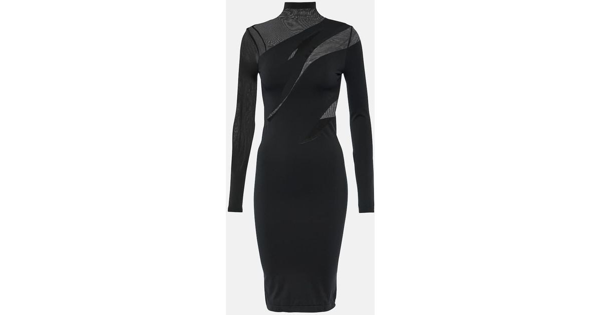 Wolford Sheer Opaque Midi Dress in Black | Lyst