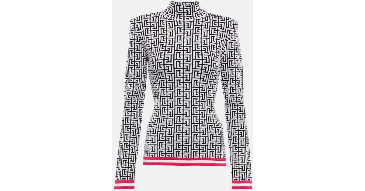 Balmain Monogram Wool-blend Sweater in Black | Lyst UK