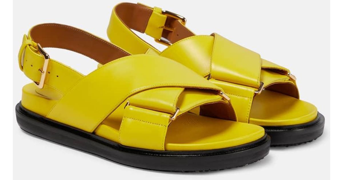 Marni Fussbett Leather Sandals in Yellow | Lyst UK