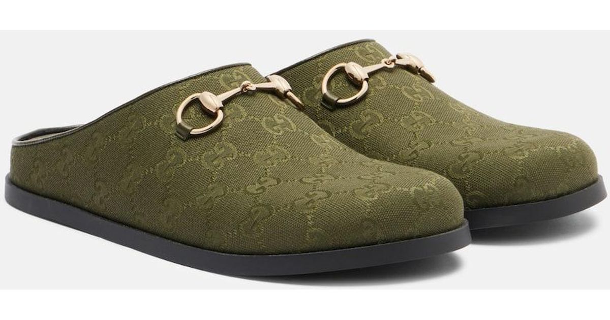 Gucci New Sol Gg Canvas Clogs in Green | Lyst