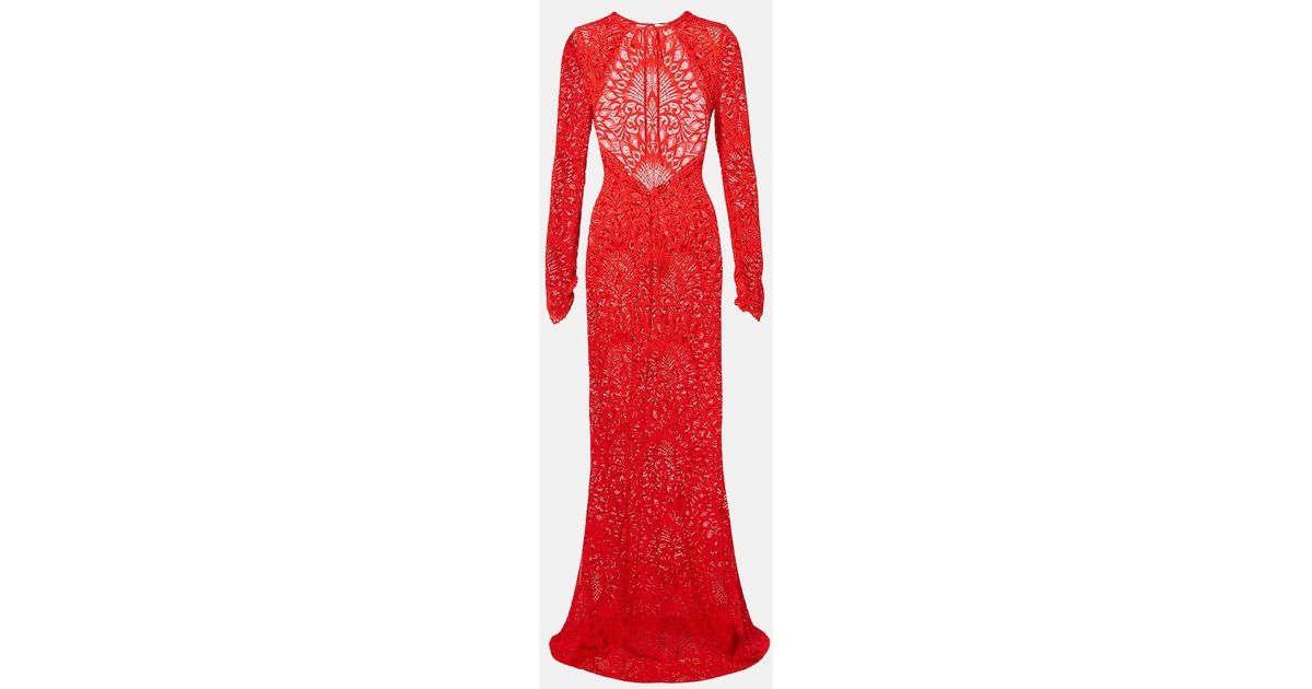 Alexandra Miro Isabella Lace Maxi Dress in Red | Lyst