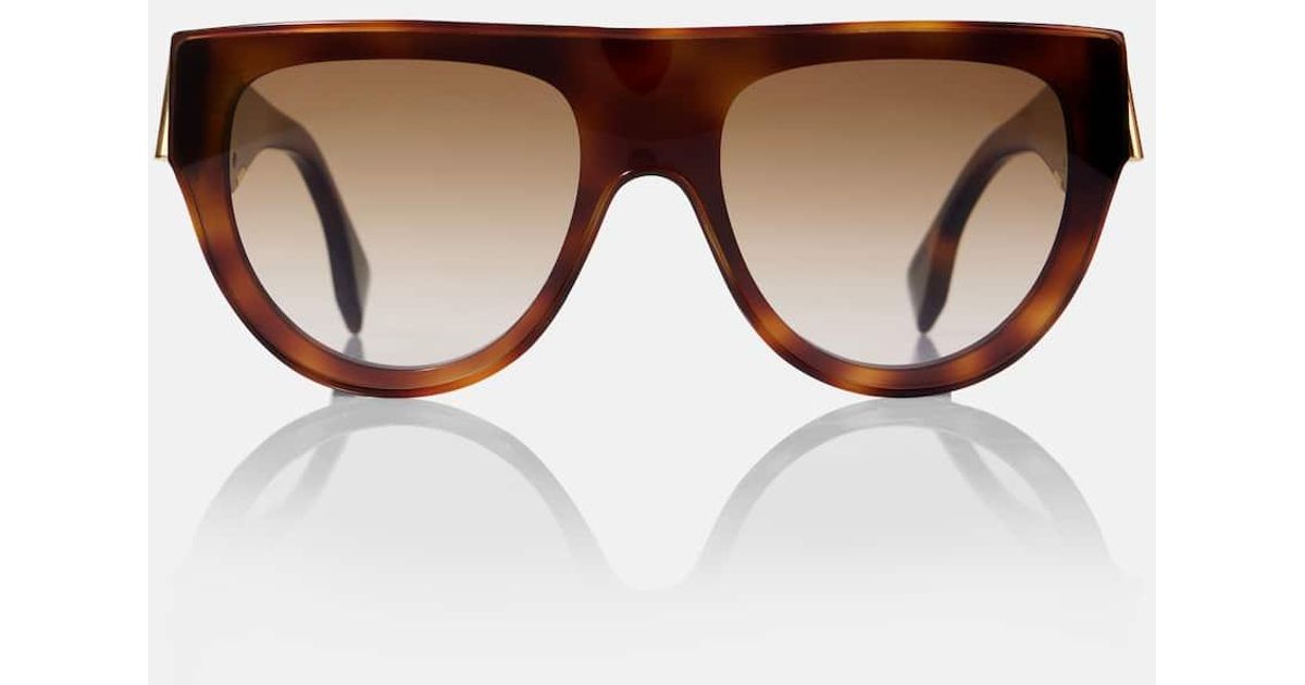 Fendi First Flat-Top Sunglasses in Brown | Lyst
