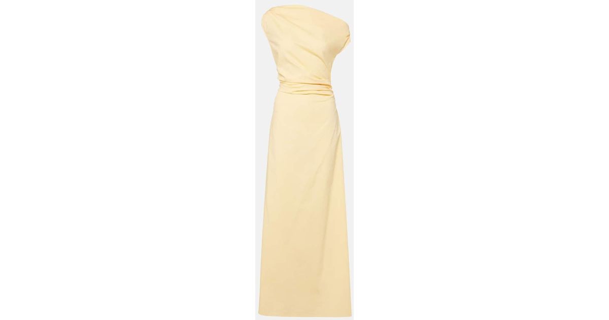 STAUD Phare One-Shoulder Cotton Maxi Dress in Yellow | Lyst