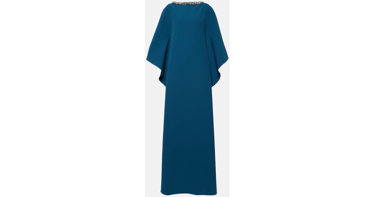 Safiyaa Amarella Embellished Crepe Gown in Blue | Lyst