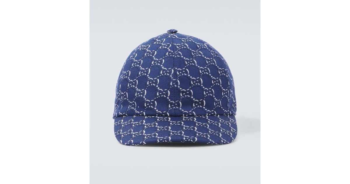 Gucci Gg Cotton Baseball Cap in Blue for Men | Lyst UK