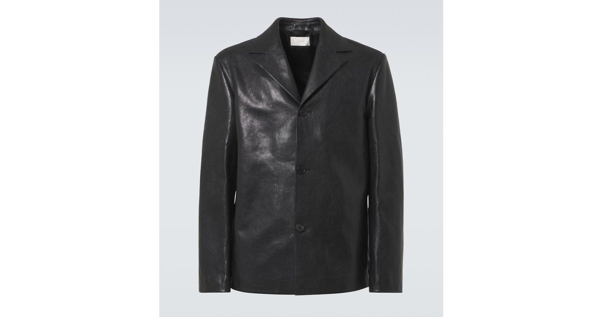 The Row Brodie Leather Jacket in Black for Men | Lyst