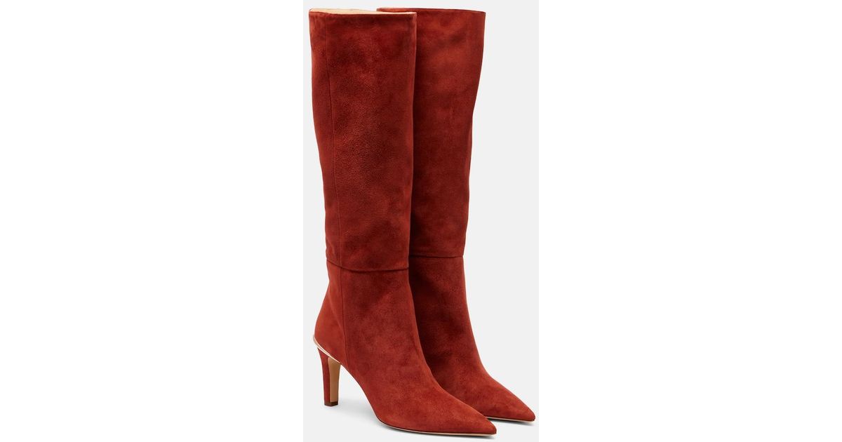 Gabriela Hearst Aura Knee-High Suede Boots in Red | Lyst