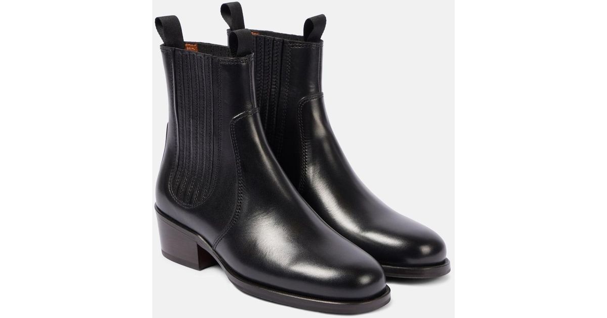 Lemaire Leather Chelsea Boots in Black | Lyst