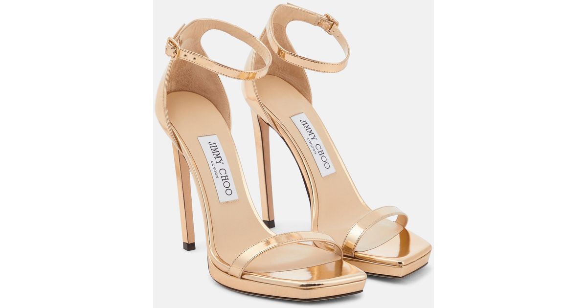 Jimmy Choo Alva Leather Sandals in Natural | Lyst