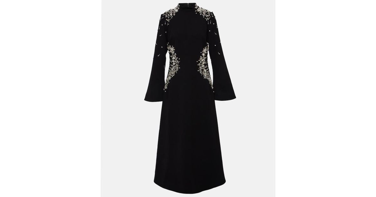 Jonathan Simkhai Odetta Crystal-Embellished Midi Dress in Black | Lyst