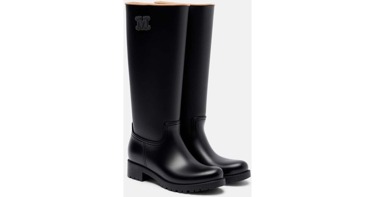 Max Mara Monogram Rain Boots in Black | Lyst