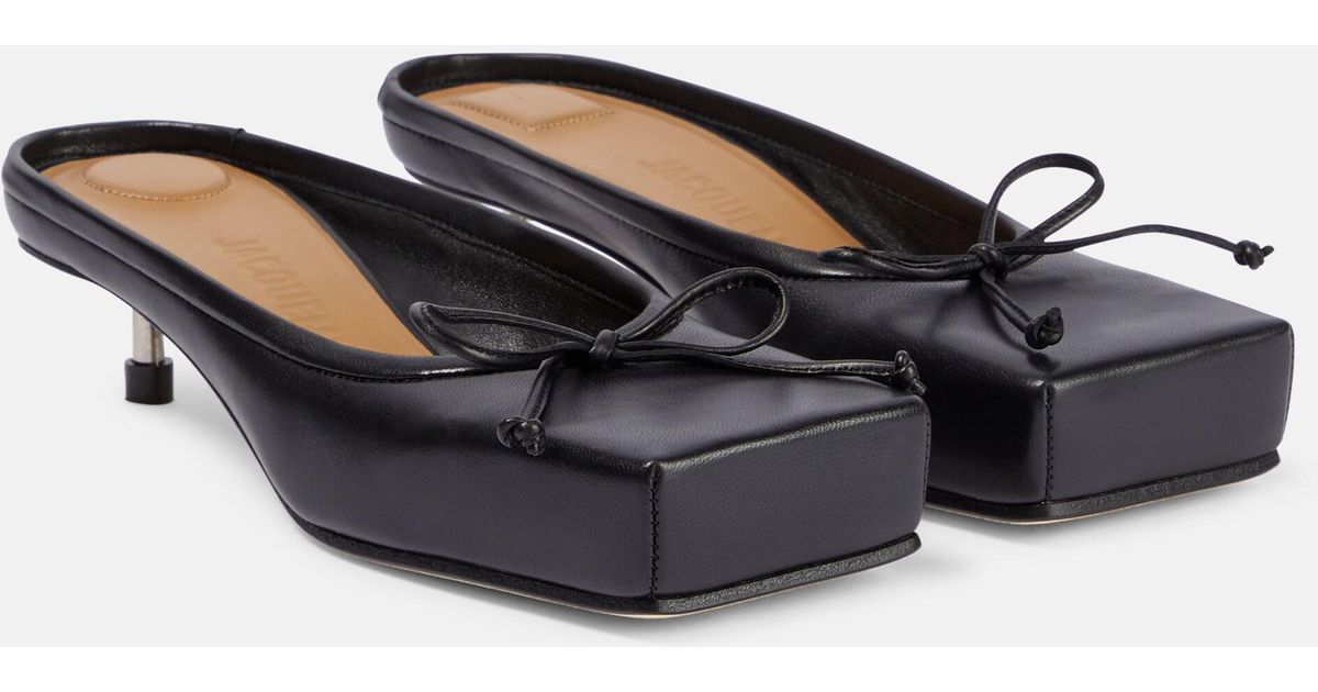 Jacquemus Les Mules Basses Ballet Leather Mules in Black | Lyst