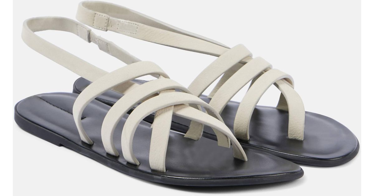 The Row Line Leather Sandals in Grey | Lyst UK