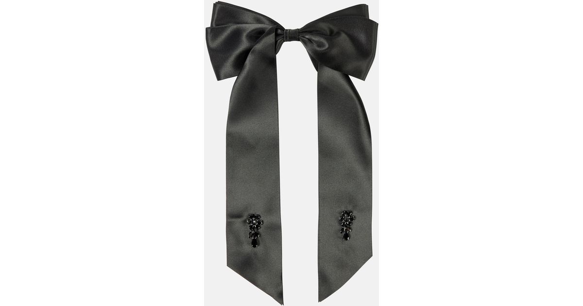 Simone Rocha Embellished Bow-Detail Satin Barrette in Black | Lyst UK