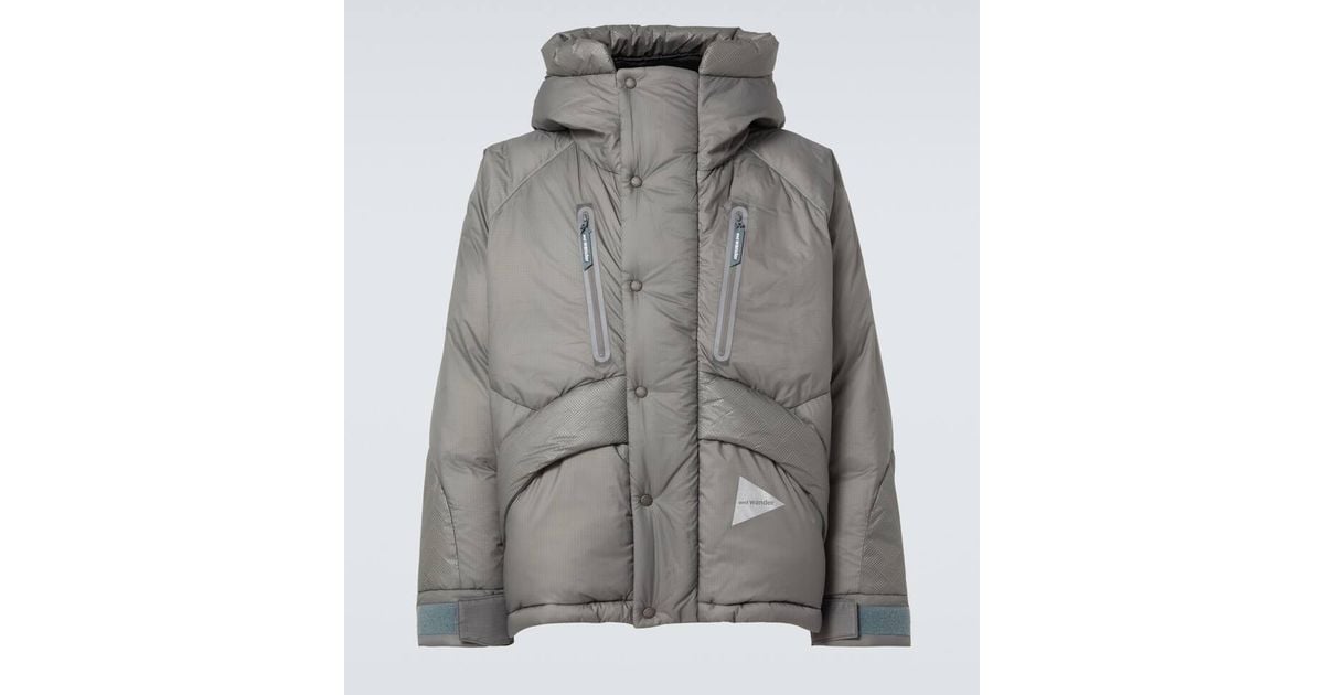 and wander Logo Puffer Jacket in Gray for Men | Lyst