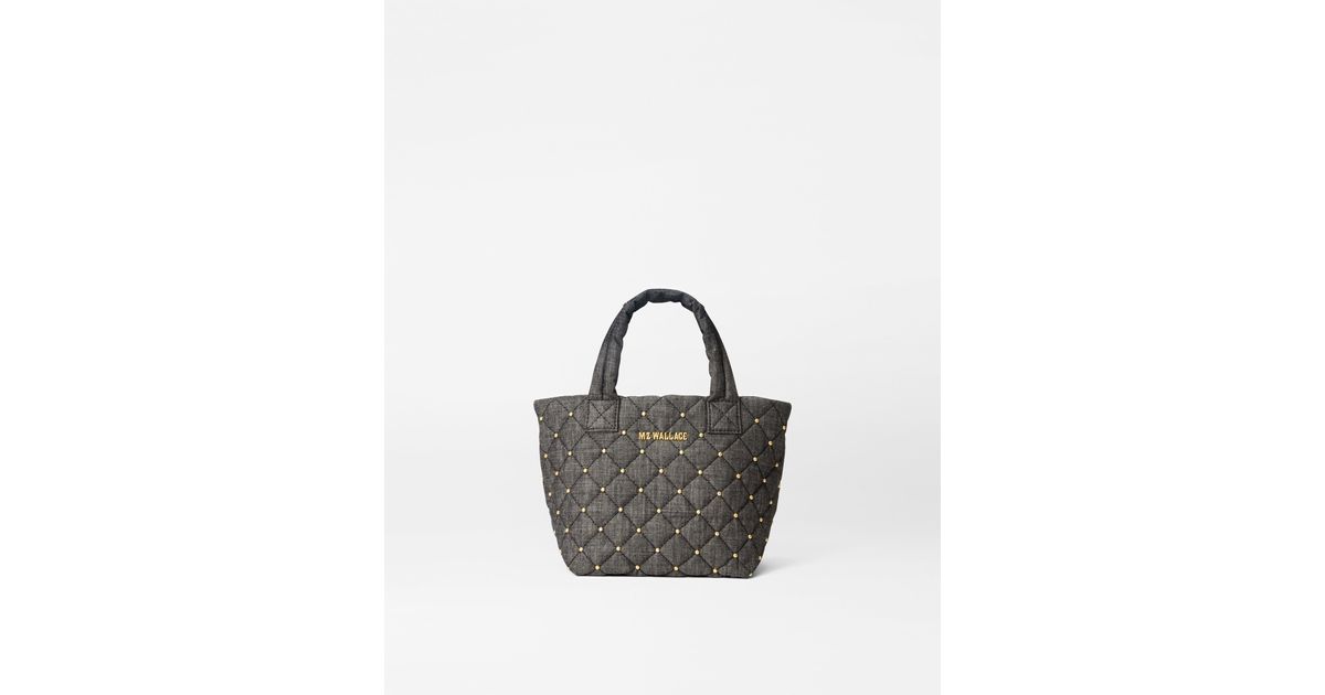 MZ Wallace True Charcoal Denim Micro Metro Tote Deluxe | Lyst