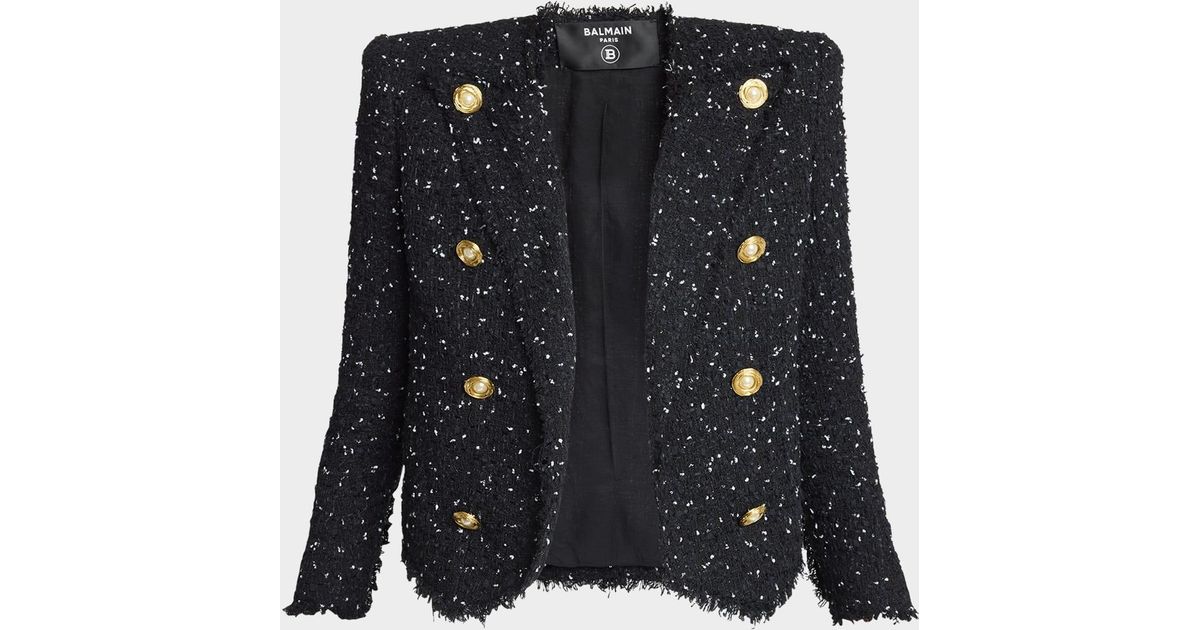 Balmain Spencer 8-Button Polka Dot Tweed Jacket in Blue | Lyst