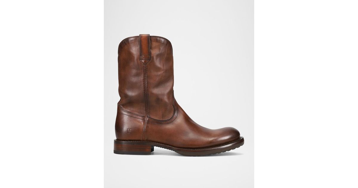 Frye Duke Leather Cowboy Boots in Brown for Men | Lyst
