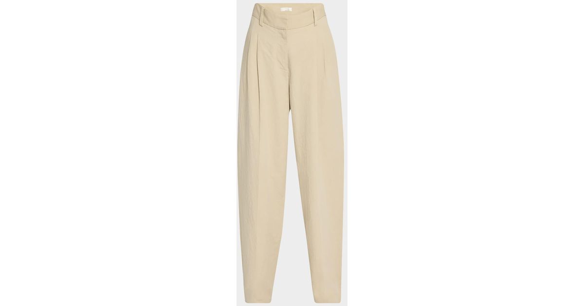 The Row Lilas Pleated Wide-Leg Cotton-Linen Pants in Natural | Lyst