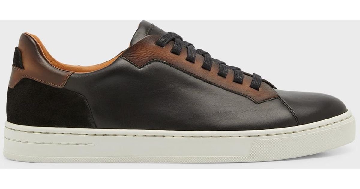 Magnanni Amadeo Bicolor Leather Low-Top Sneakers in Black for Men | Lyst