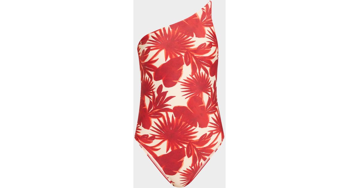Lenny Niemeyer Asymmetric Slim One-Piece Swimsuit in Red | Lyst