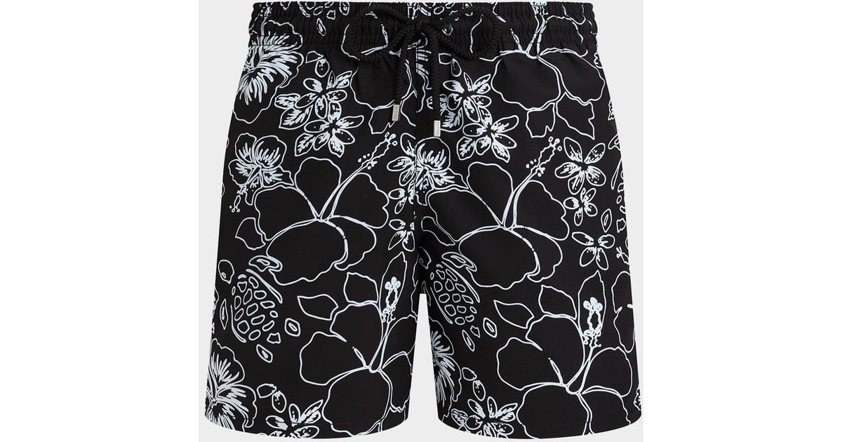 Vilebrequin Apos;S Turtle-Print Swim Trunks in Black for Men | Lyst