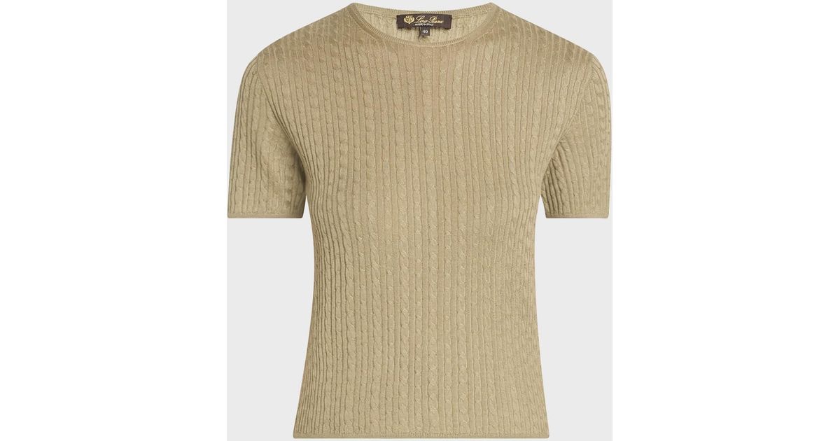 Loro Piana Rimella Cable-Knit Crewneck Sweater in Natural | Lyst