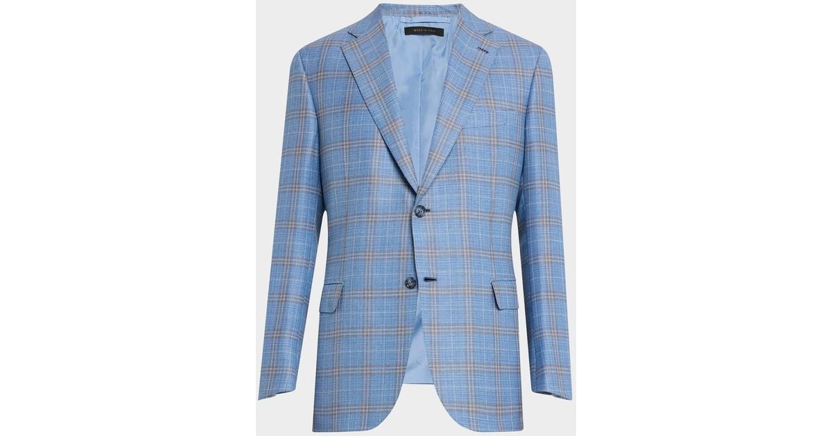 Brioni Wool Plaid Sport Coat in Blue for Men | Lyst