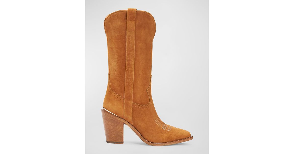 Partow Leigh Anne Suede Western Boots in Brown | Lyst