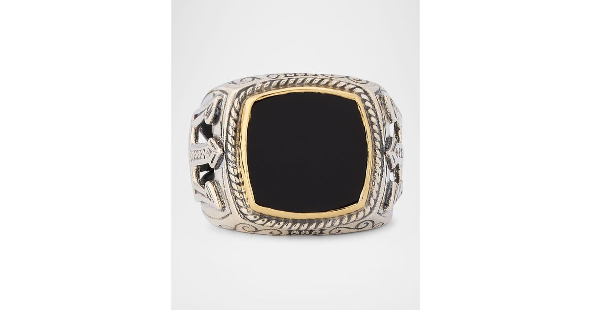 Konstantino Sterling And 18K Signet Ring in Black for Men | Lyst